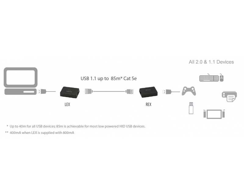 Icron CAT System USB1.1 2 Port 40m Rover 2850